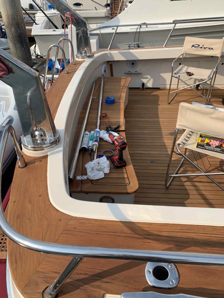 New Teak Cap Rail - Brett's Custom Marine Carpentry & Fiberglass ...